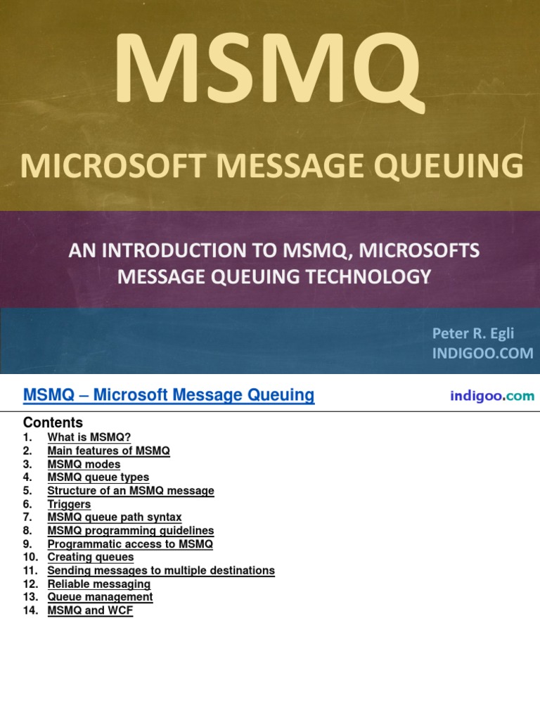 Msmq Microsoft Message Queueing Windows Communication Foundation Message Passing