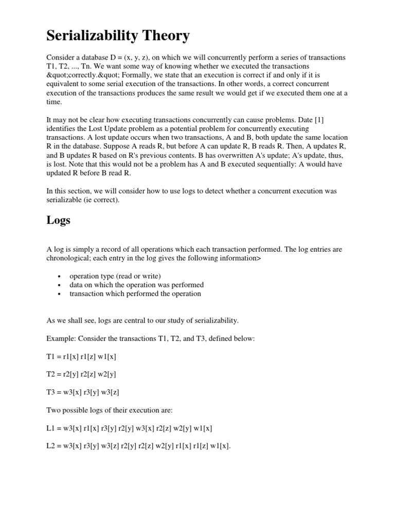 Serializability Theory | PDF | Acid | Data Management
