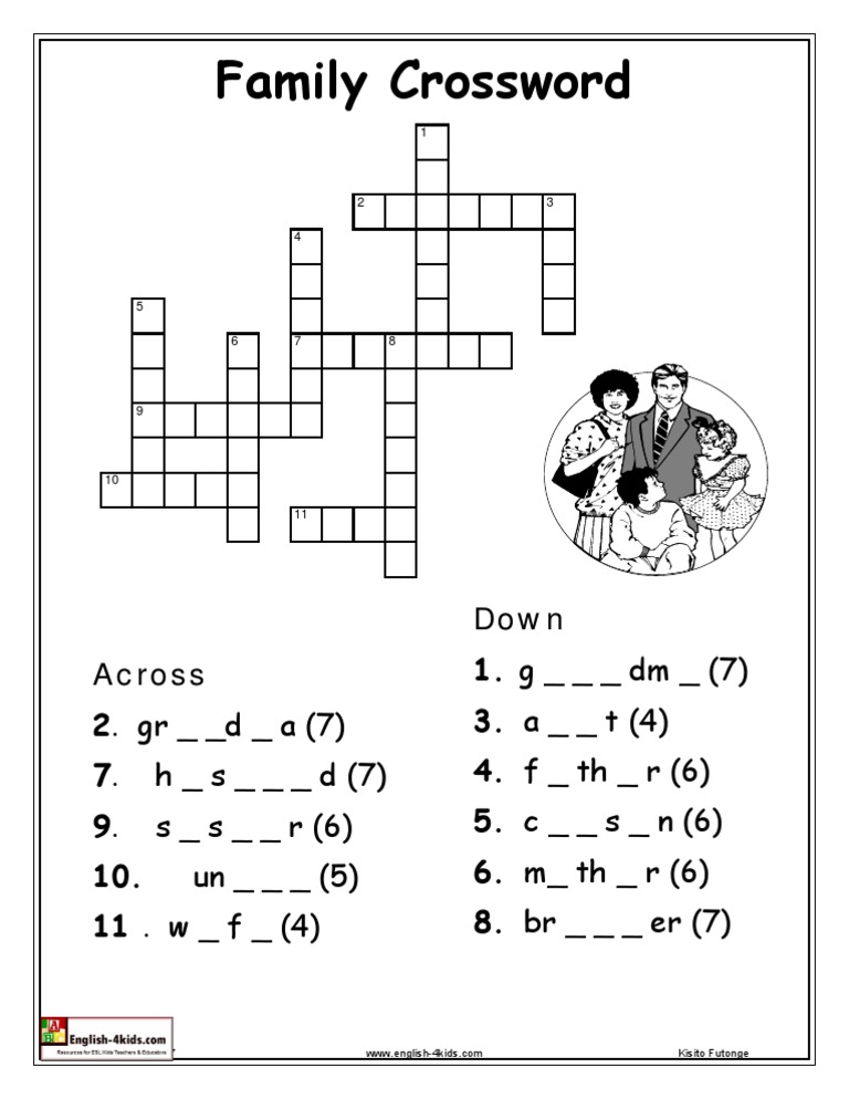 Family Crossword | PDF | Games & Activities | Language Arts & Discipline