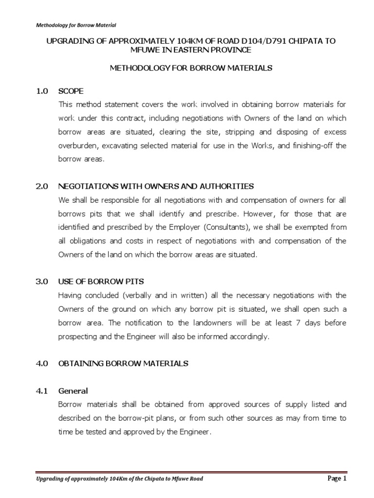Borrow Material Methodology | Road | Drainage