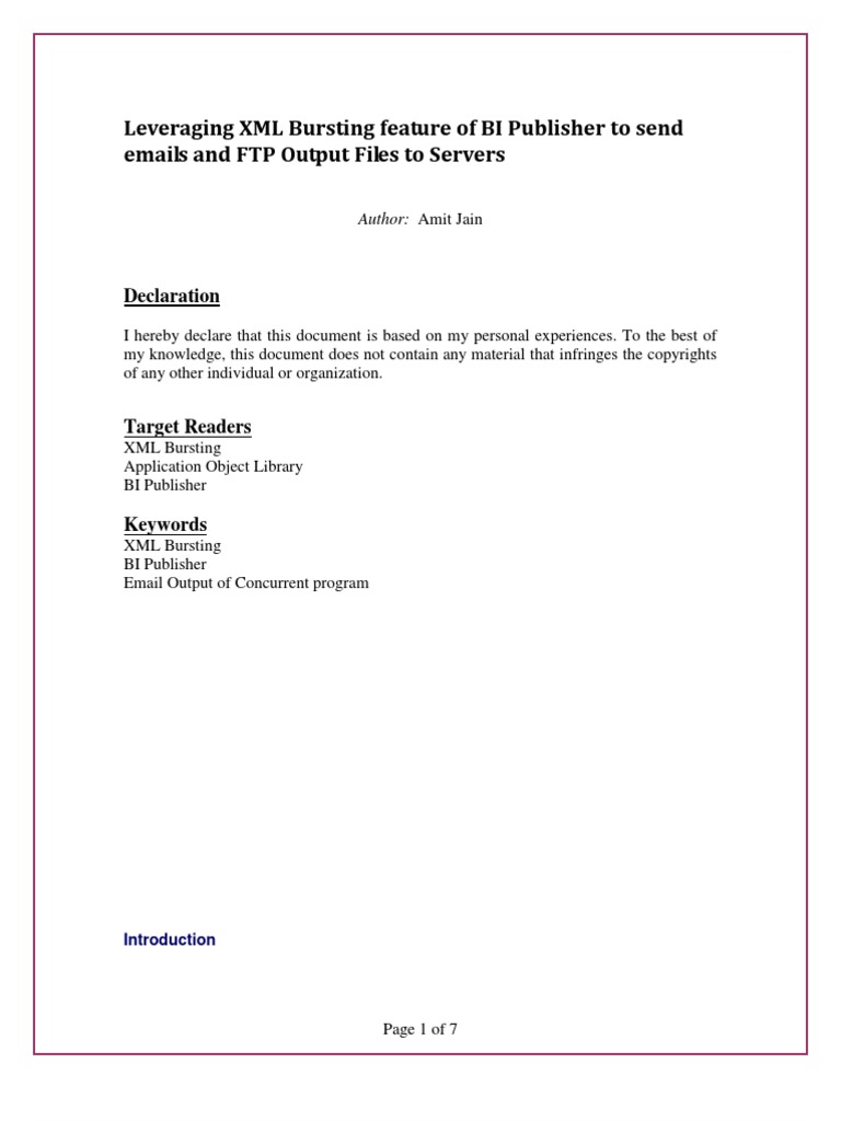 XML Bursting | PDF | Xml | Email