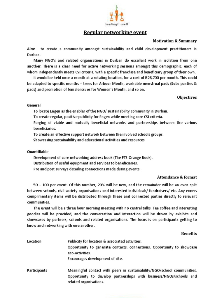Regular Networking Event Proposal | PDF | Non Governmental Organization ...