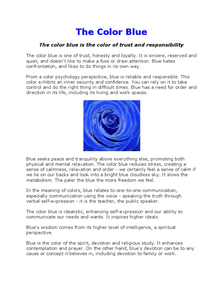 The Color Blue Is The Color of Trust and Responsibility | PDF ...