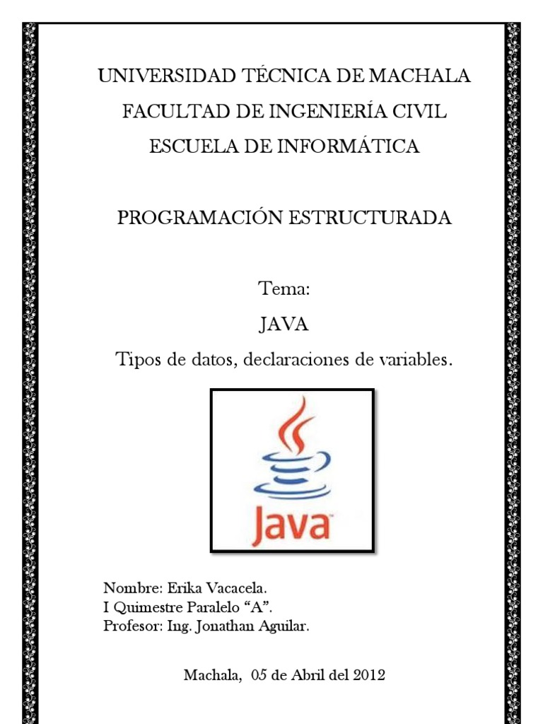 Declaración de Variables en Java | PDF | Java (lenguaje de programación ...