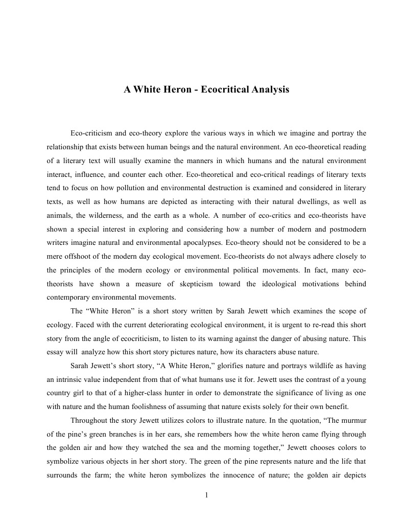 A White Heron | PDF | Ecocriticism | Natural Environment