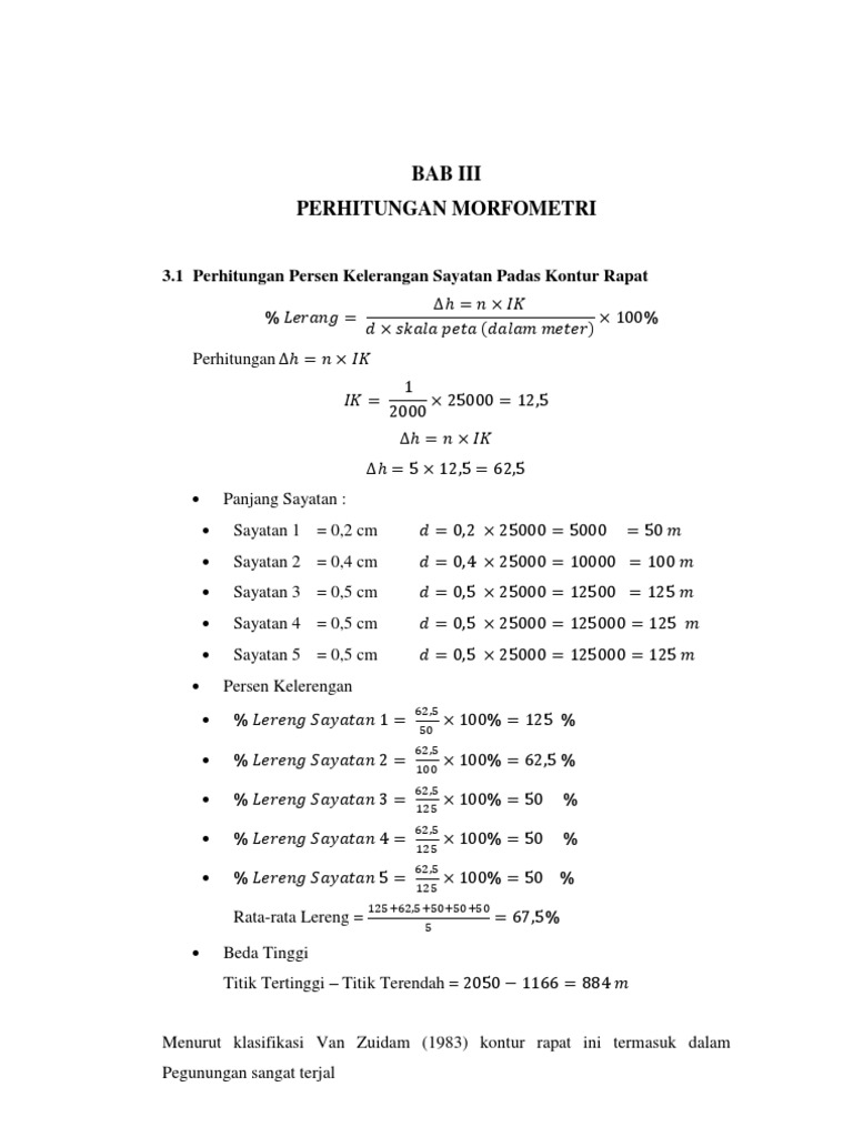 BAB III Perhitungan Morfometri | PDF