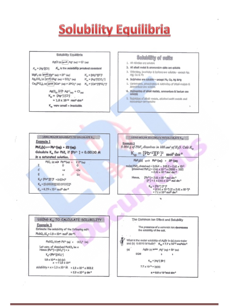 Solubility Equilibria | PDF | Technology & Engineering