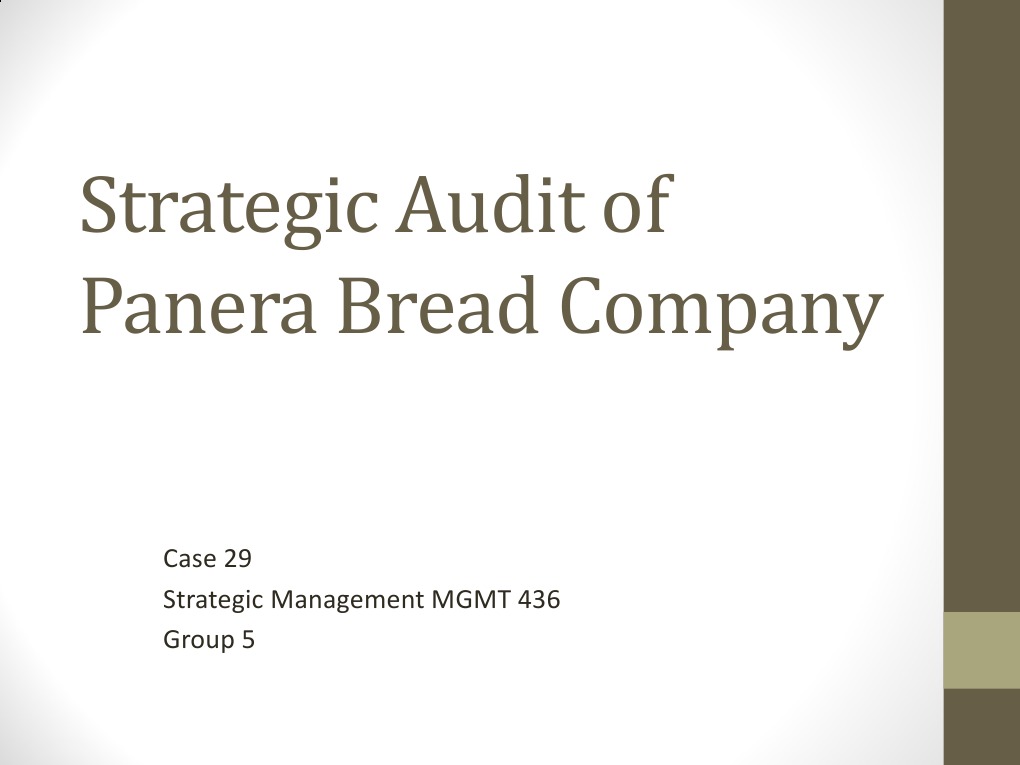 Panera Bread Strategic Audit Pdf Fast Food Restaurants