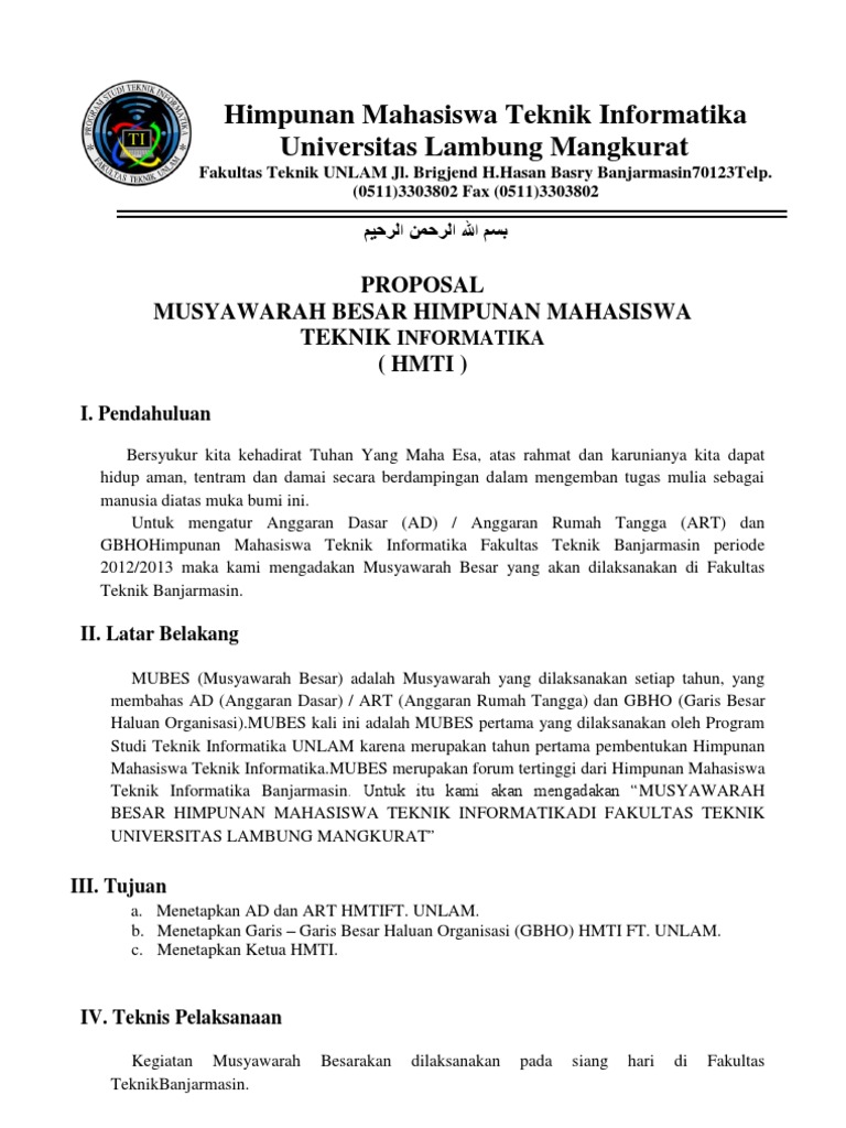 Proposal Mubes HMTI | PDF