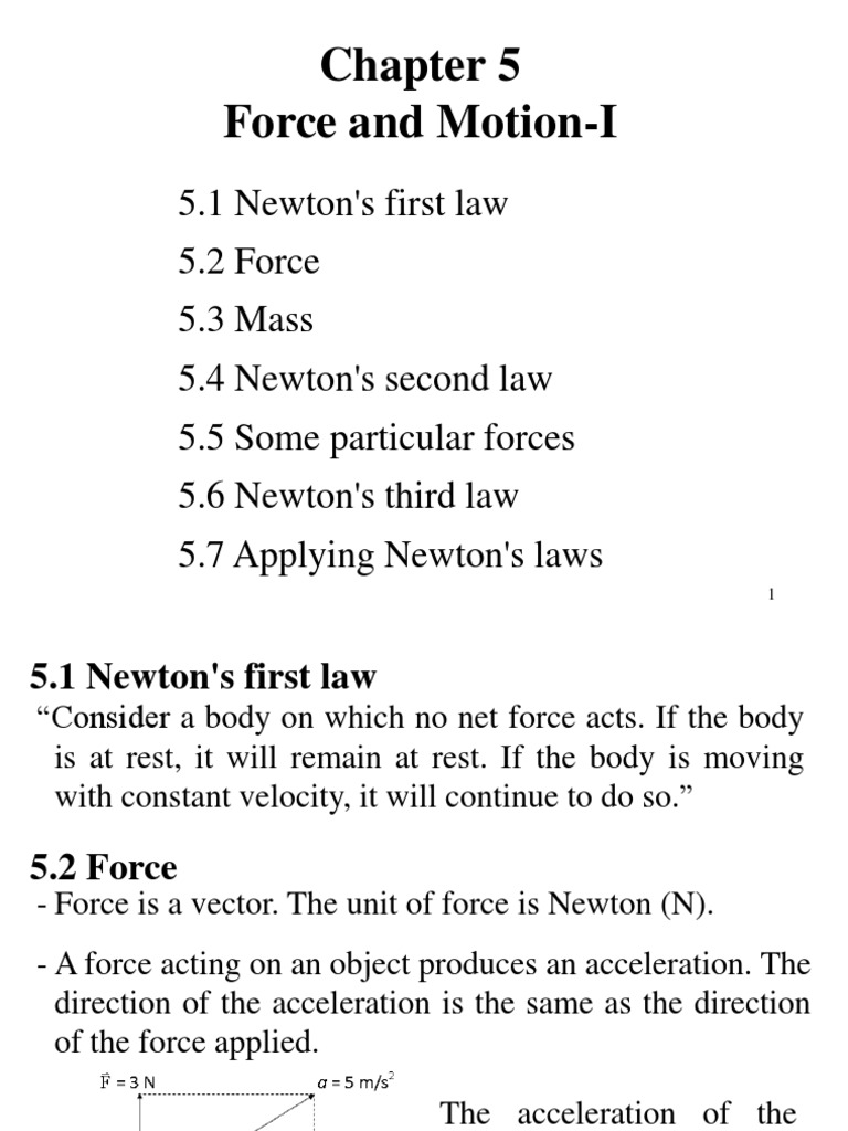 Chapter 5 Force and Motion-I | PDF | Acceleration | Force