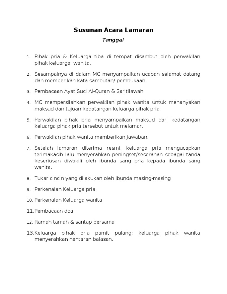 Susunan Acara Lamaran Tunangan | PDF