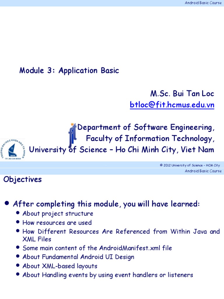 Module 3: Application Basic: M.Sc. Bui Tan Loc | PDF