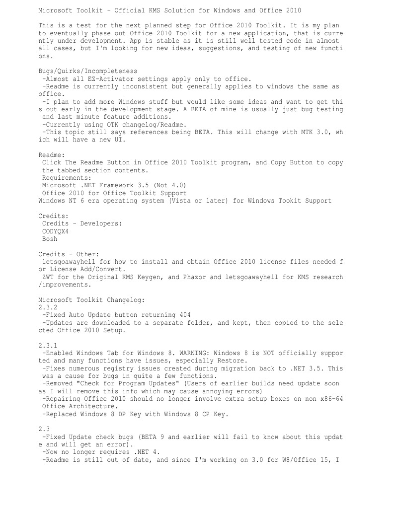 Microsoft Toolkit 2.3.2 For Office 2010 and Windows Bobiras2009 | PDF ...