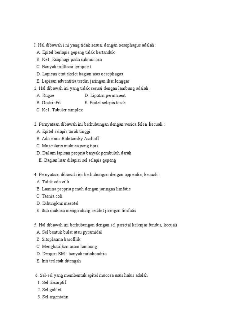 Soal Sistem GEH Histologi | PDF