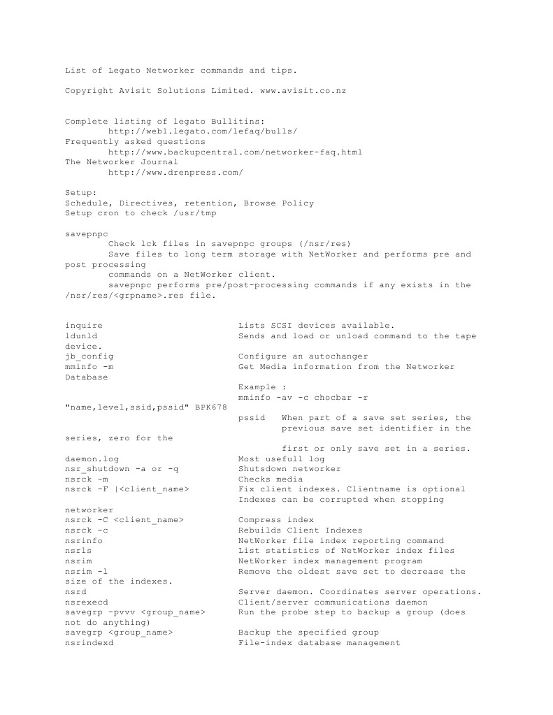 List of Legato Networker Commands and Tips | PDF | Backup | File System