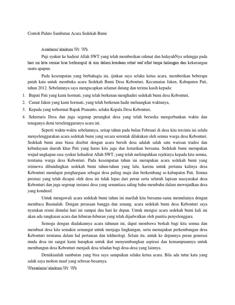 Contoh Pidato Sambutan | PDF