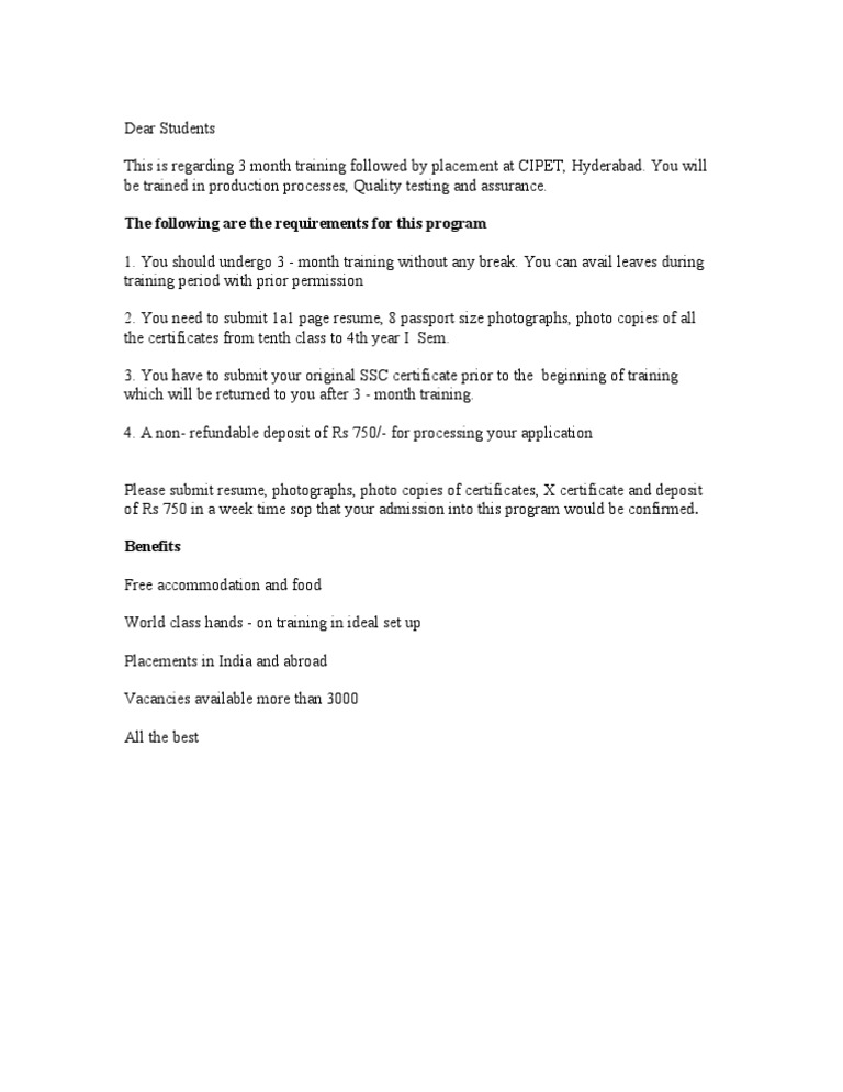 The Following Are The Requirements For This Program PDF