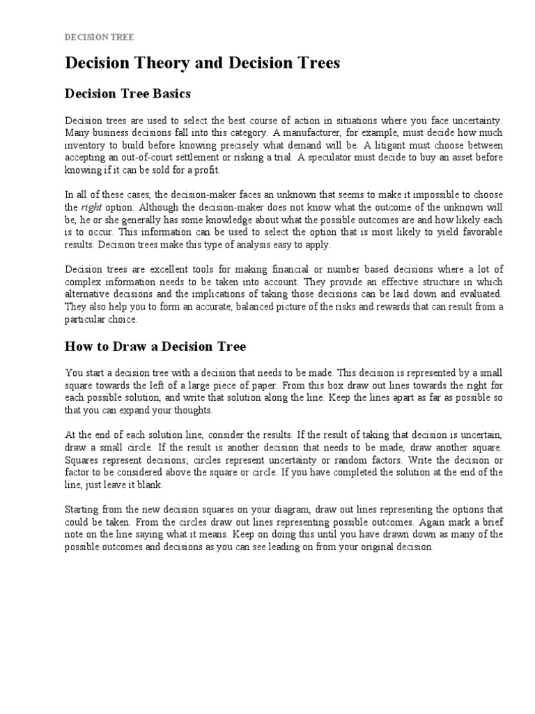 Decision Tree Analysis Guide | PDF | Risk | Uncertainty