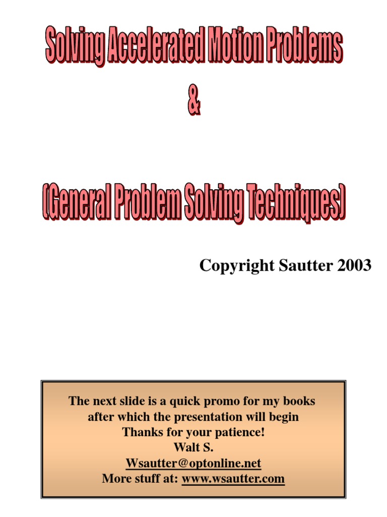 Solving Accelerated Motion Problems | Download Free PDF | Velocity | Acceleration