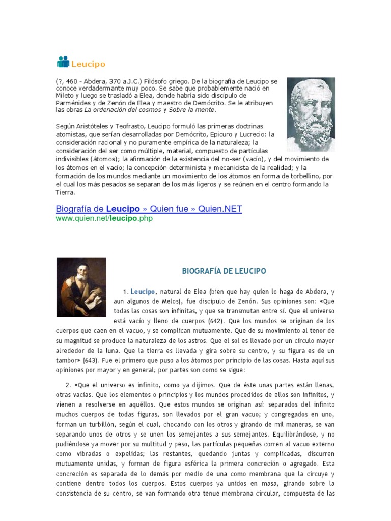 Leucipo | PDF | Átomos | Universo físico