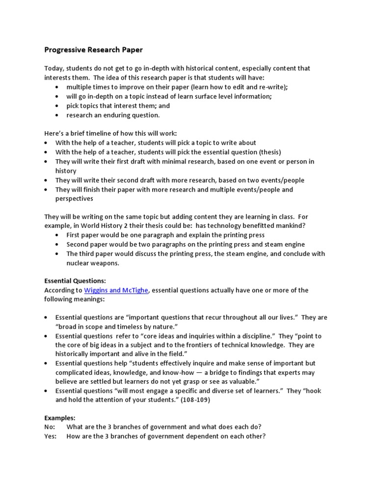 Progressive Research Paper | Download Free PDF | Rubric (Academic) | Thesis