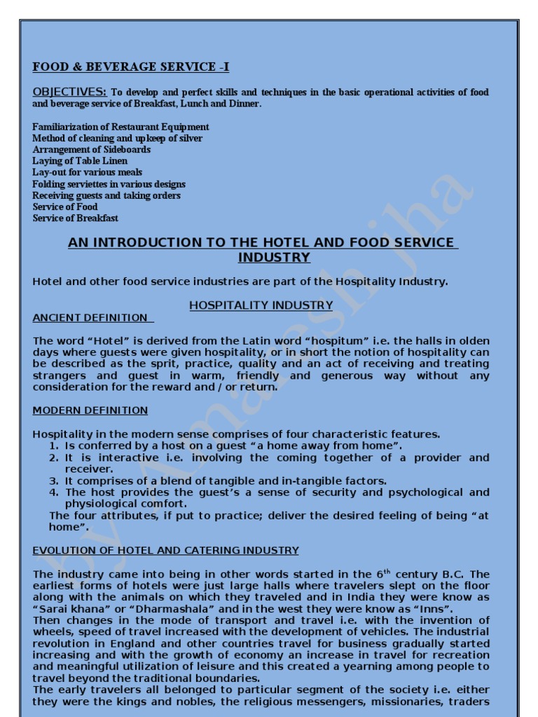 f & b Service Introduction | Restaurants | Waiting Staff