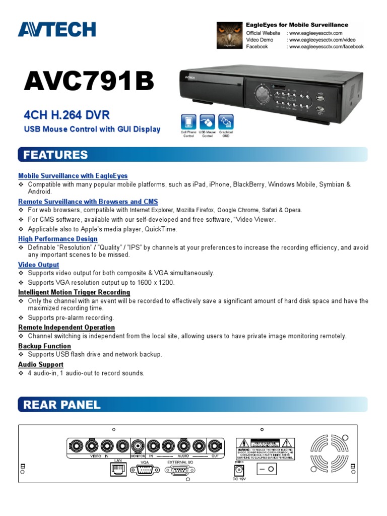 AVC791B Spec | PDF | Video | Web Browser