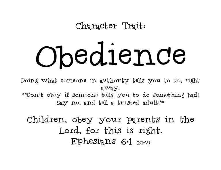 Character Trait Obedience | PDF