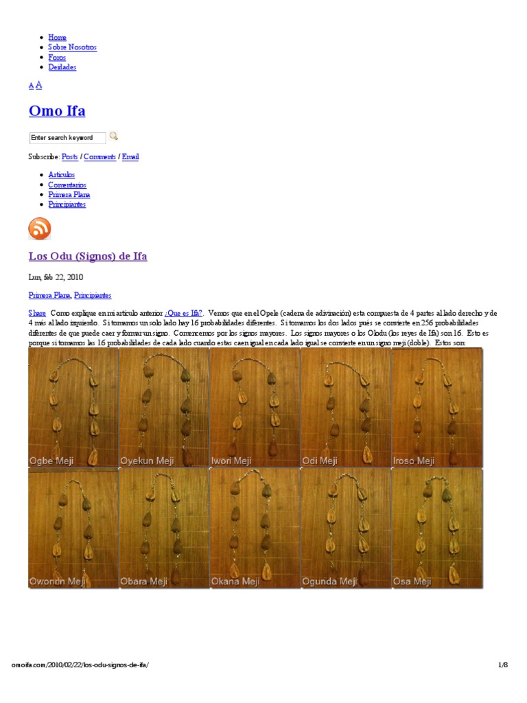 Los Odu Ifa - Omo Ifa | PDF | Religiones religiosas | Mitología