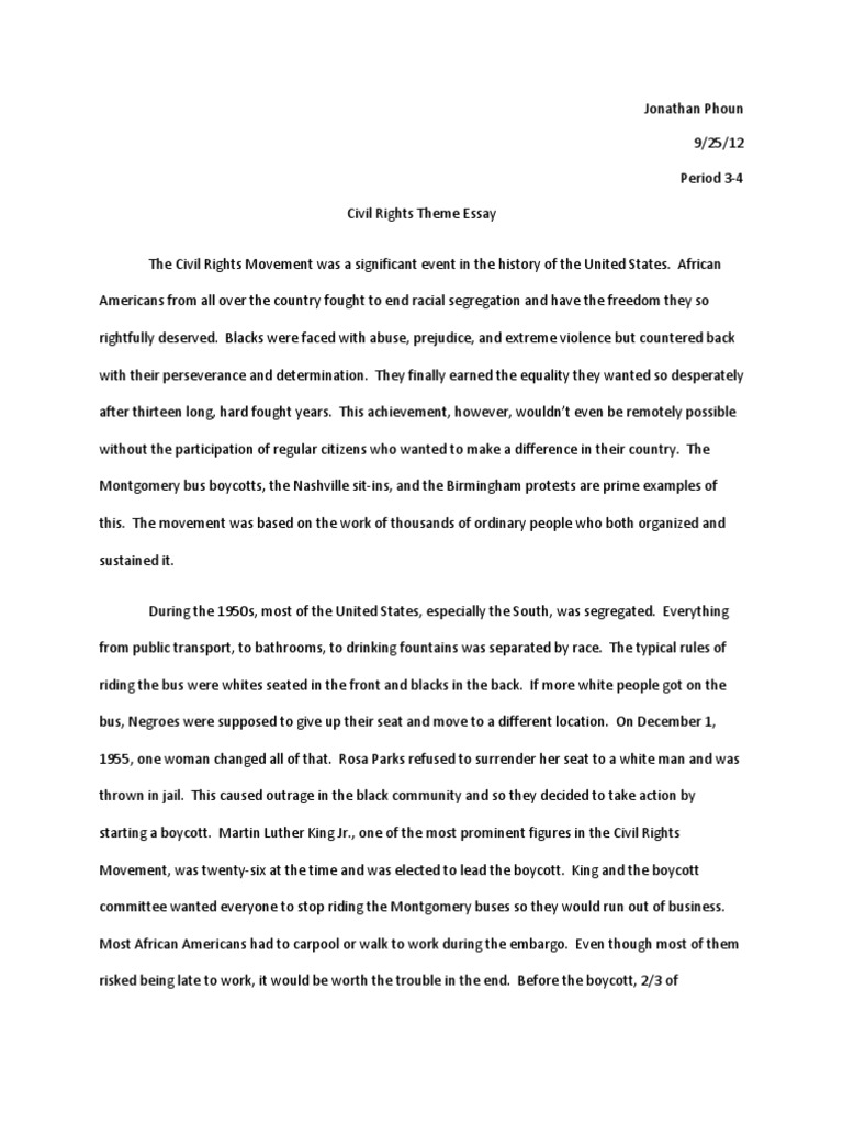 Civil Rights Theme Essay | PDF | Activism | Social Movements