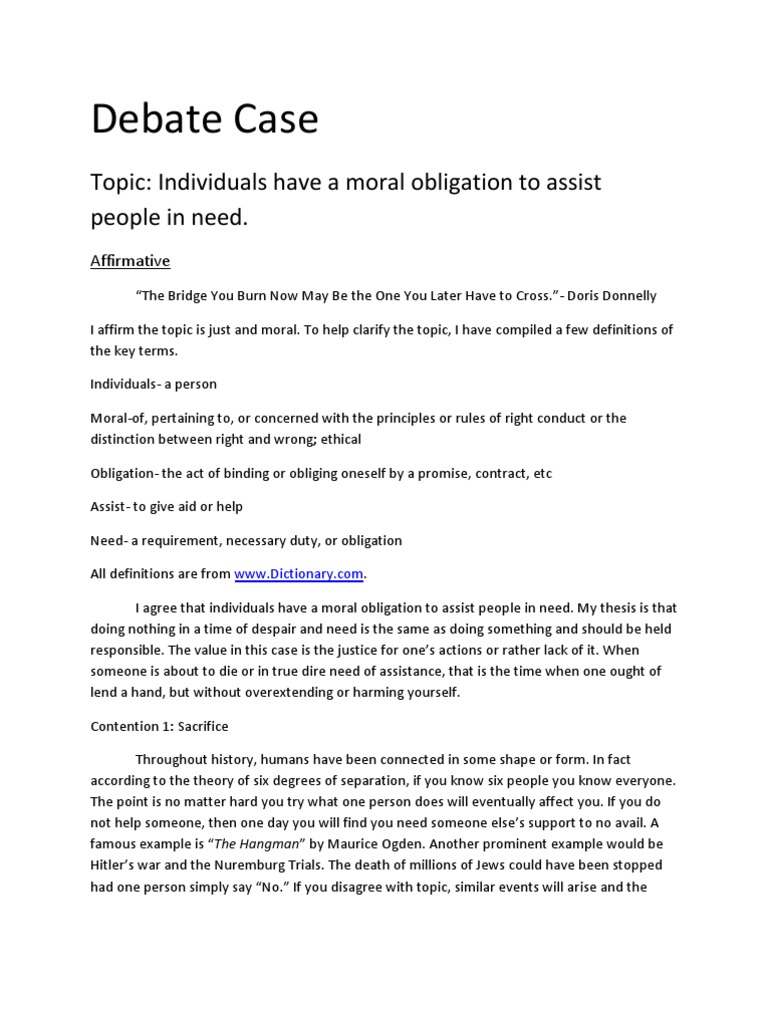 Debate Case | PDF | Social Institutions | Social Science