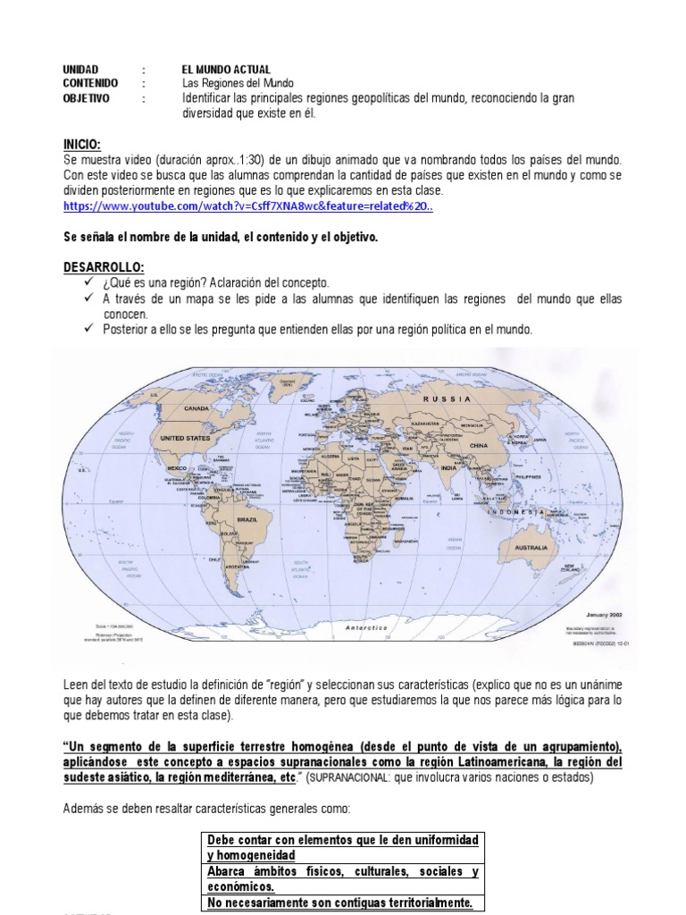 1. Las Regiones Del Mundo