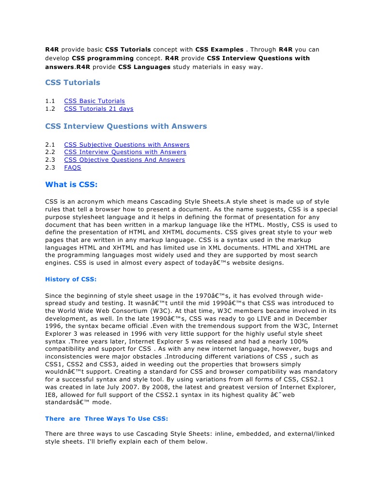 Css Pdf Cascading Style Sheets Html Element