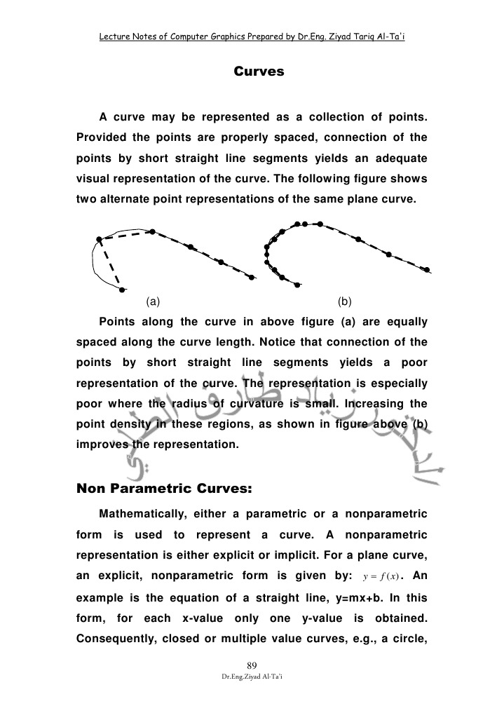 Curves: Lecture Notes of Computer Graphics Prepared by DR - Eng. Ziyad ...