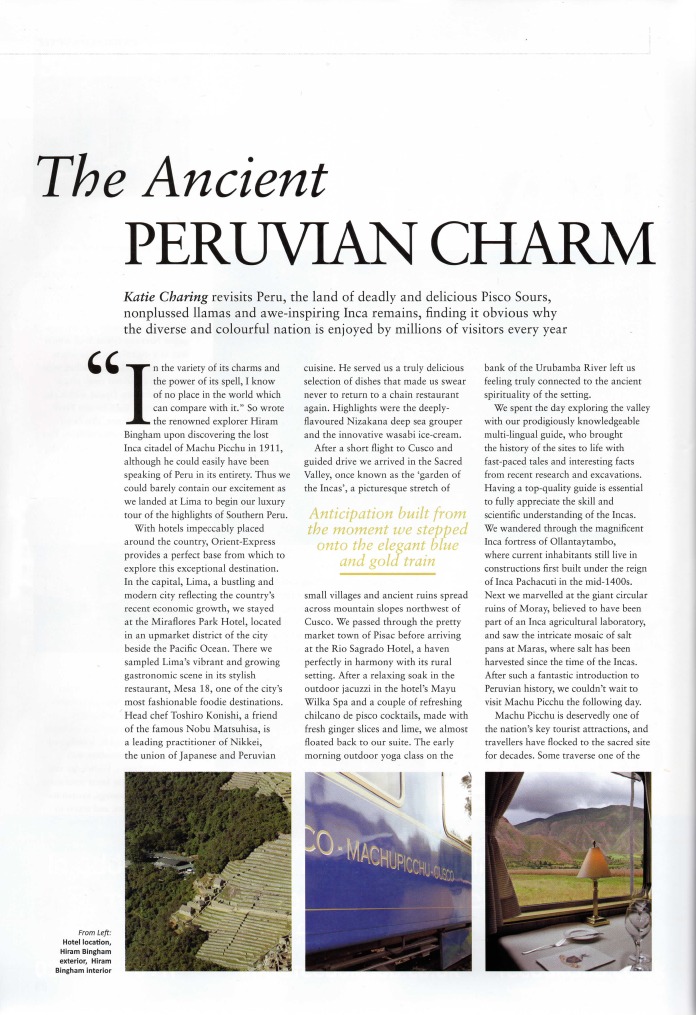 The Ancient Peruvian Charm: Published in Canary Wharf Magazine July ...