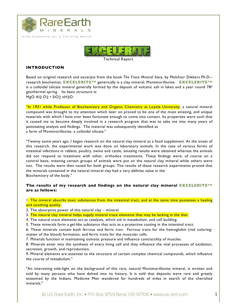 US Rare Earth Minerals, Inc. - EXCELERITE Technical Report | PDF ...