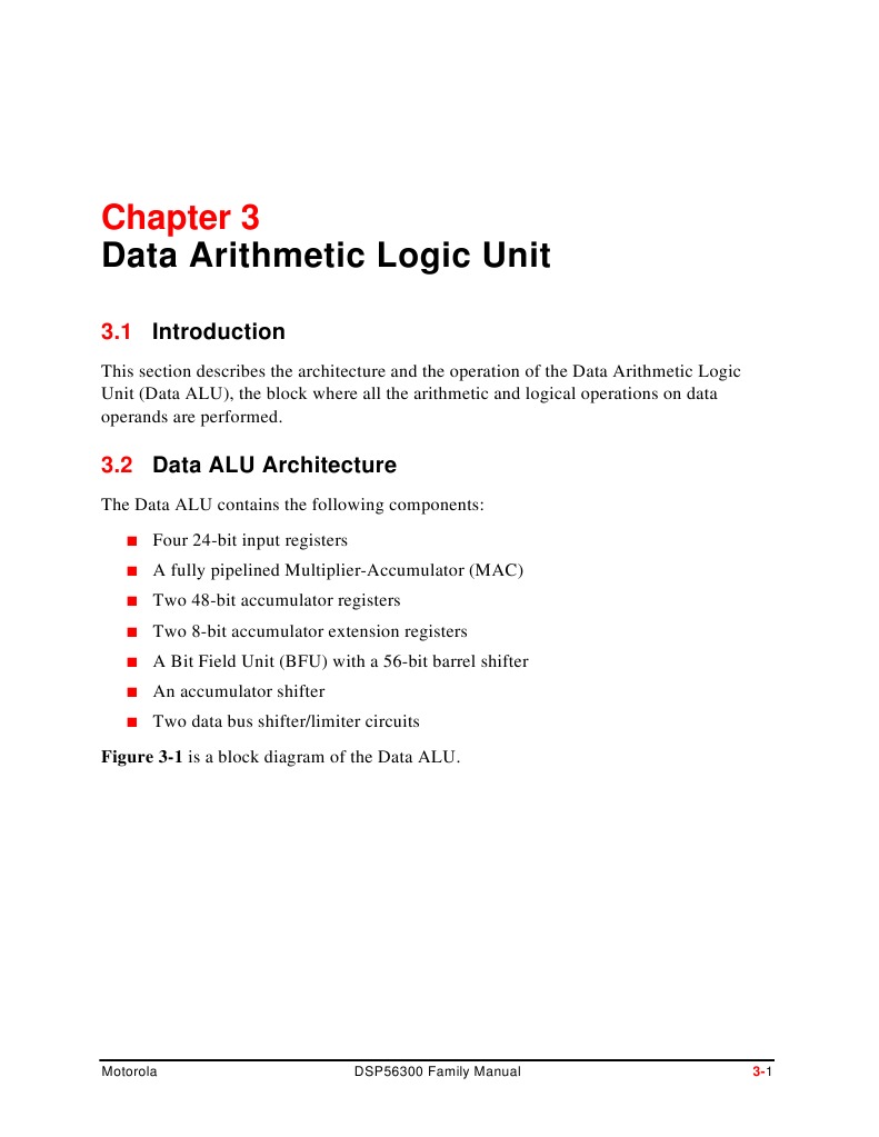 Data Arithmetic Logic Unit: Figure 3-1 Is A Block Diagram of The Data ...