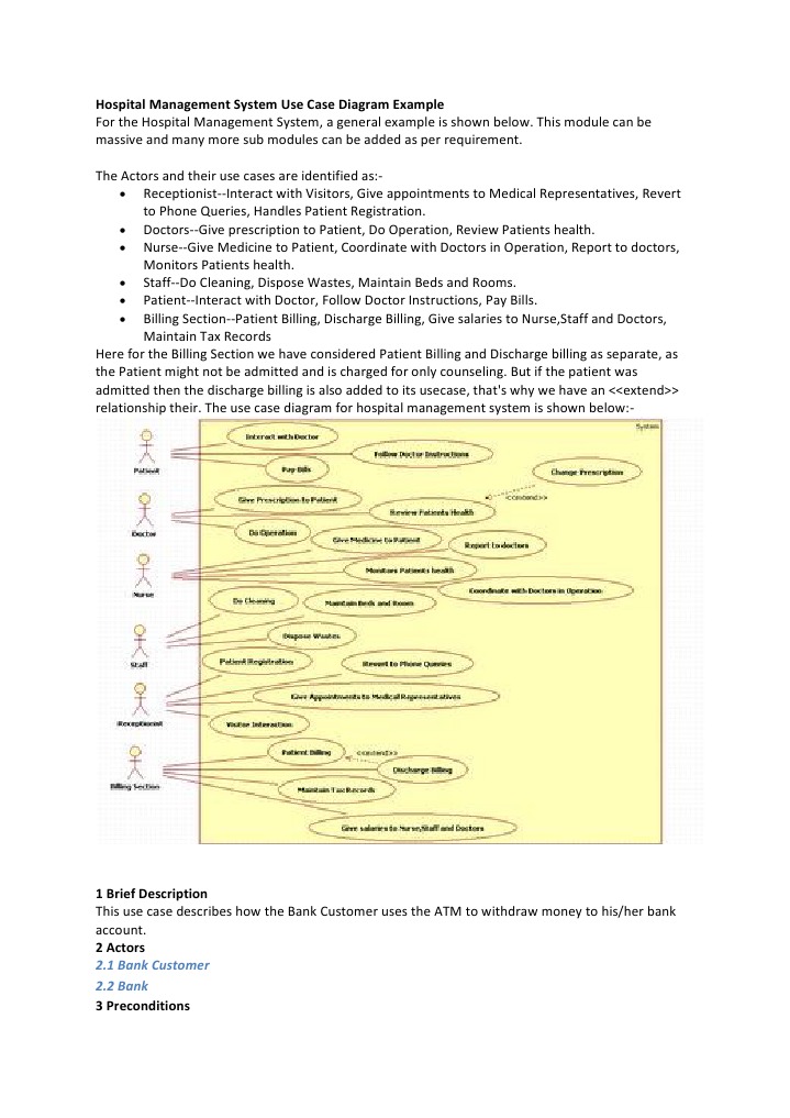 Hospital Management System Use Case Diagram Example | PDF | Automated Teller Machine | Use Case