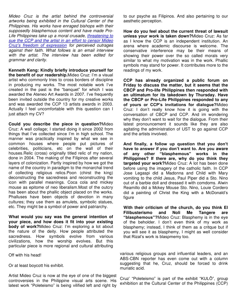 Mideo Cruz | PDF | Idolatry | Philippines