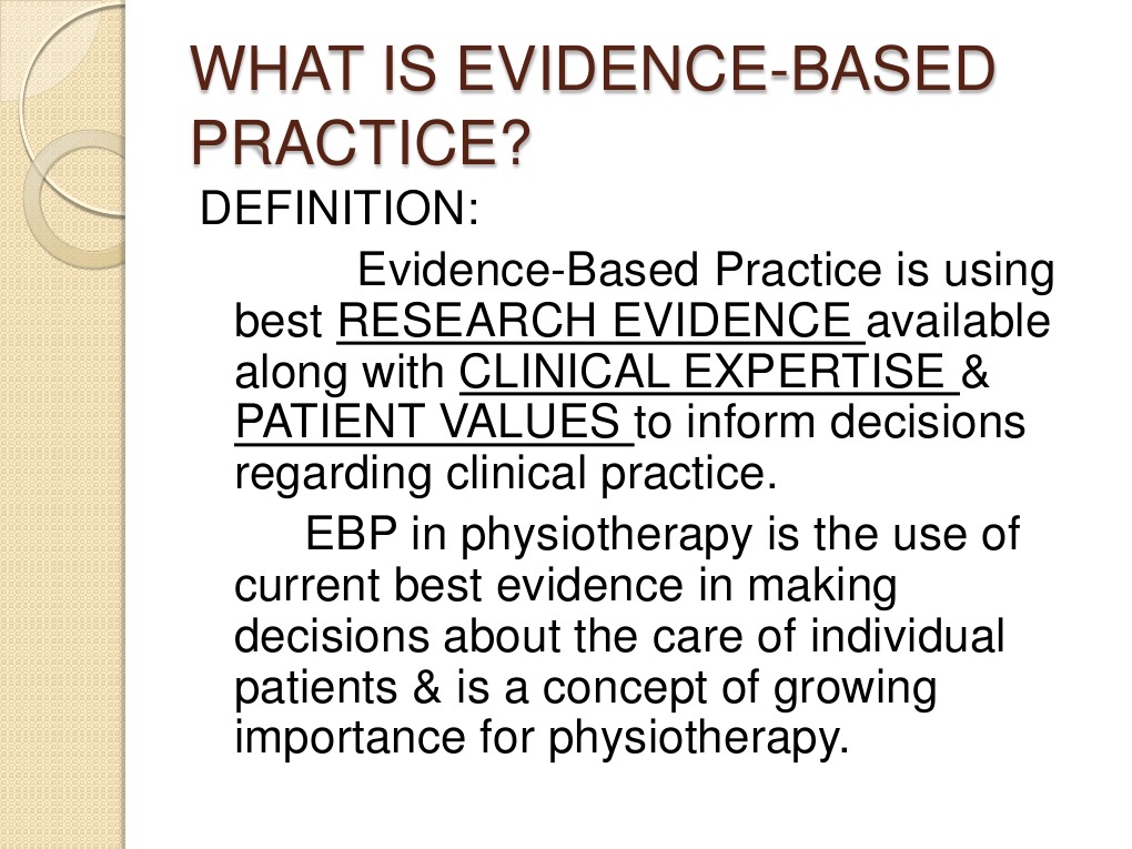 Understanding Evidence-Based Practice in Physiotherapy | PDF | Evidence ...