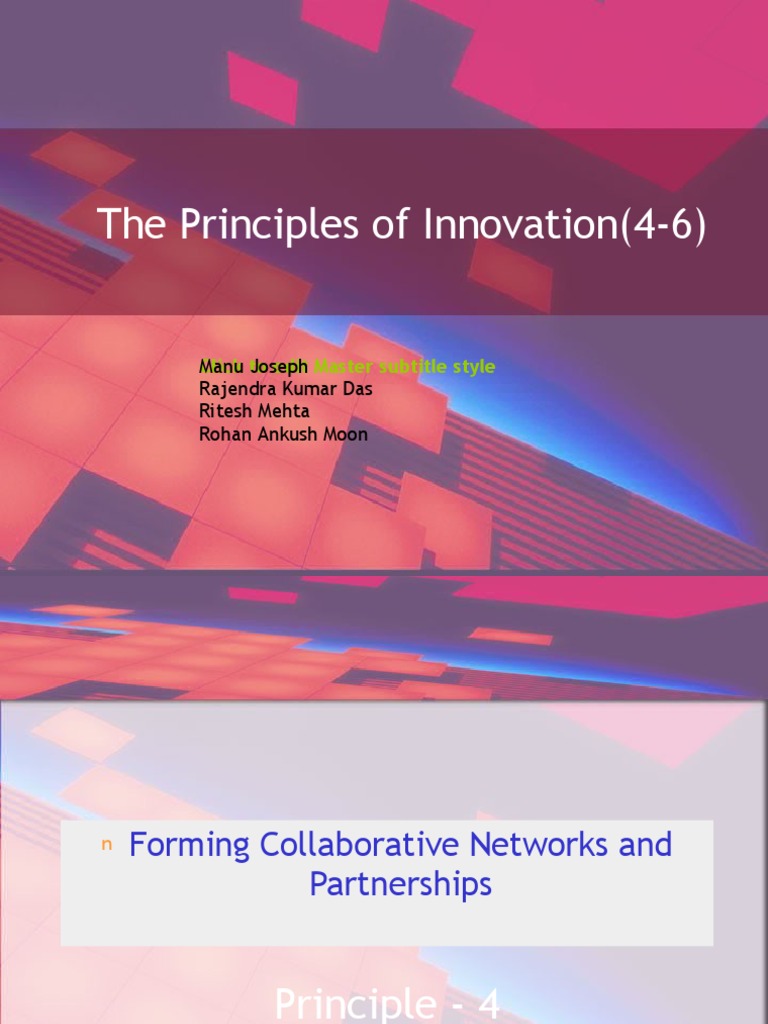 The Principles of Innovation (4-6) : Click To Edit Master Subtitle ...