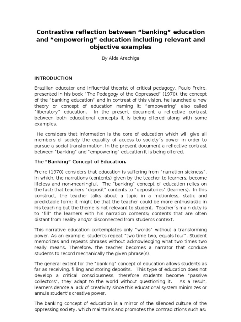 Contrastive Reflection Between Banking and Empowering Concepts of ...