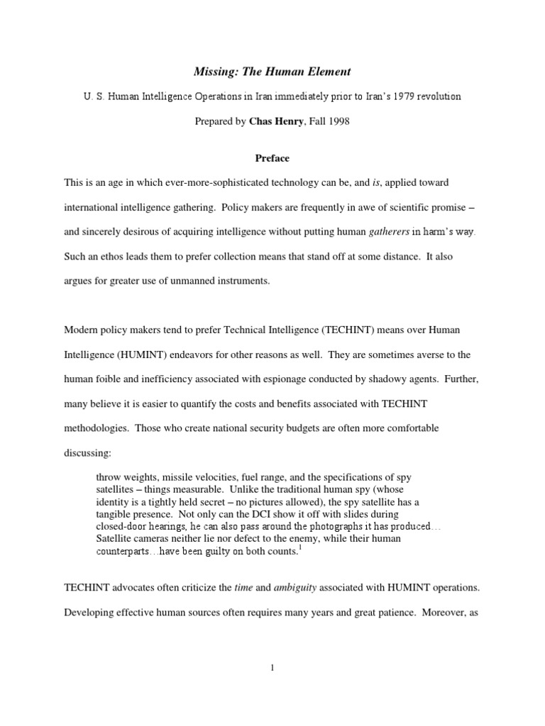 Article Monograph On Human Intelligence Operations in Pre-1979 Iran ...