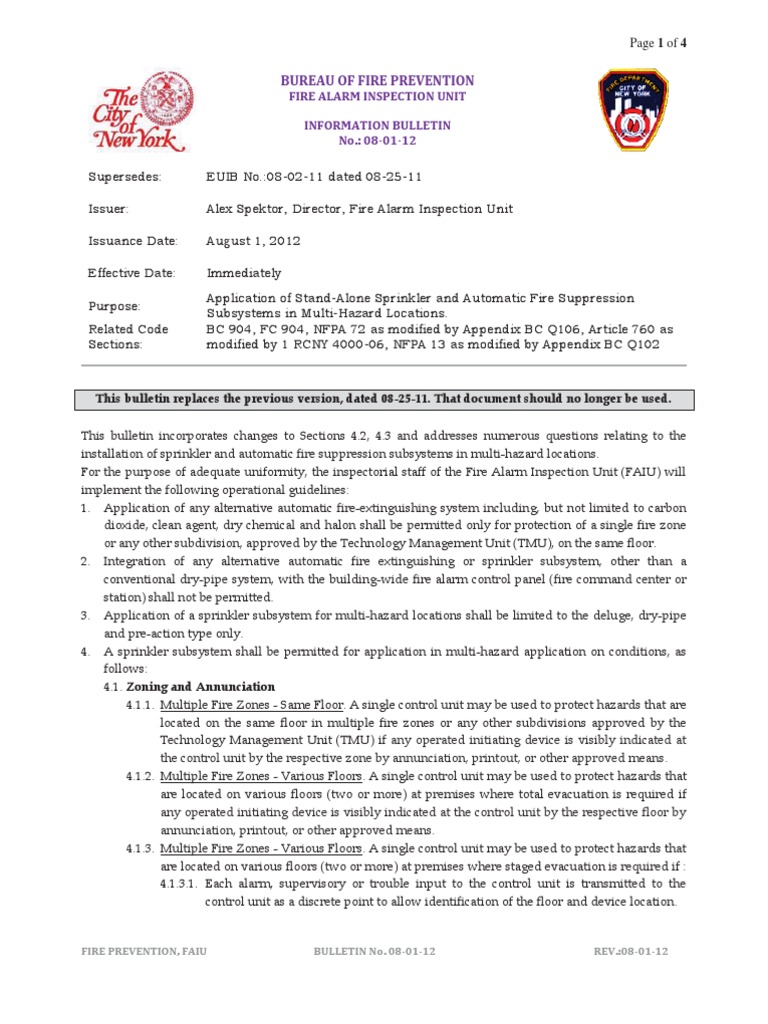 FDNY Bulletin 08-01-12 Re - Sprinkler & Automatic Fire Suppression ...