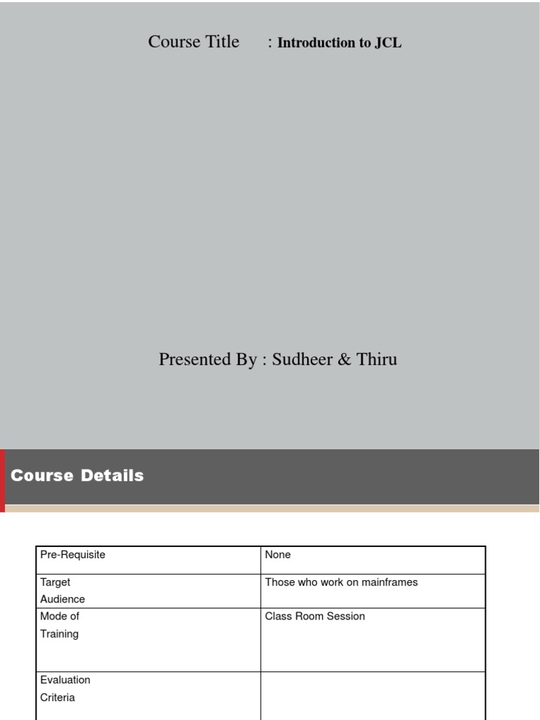 Course Title:: Introduction To JCL | PDF | Software Engineering | Areas Of Computer Science
