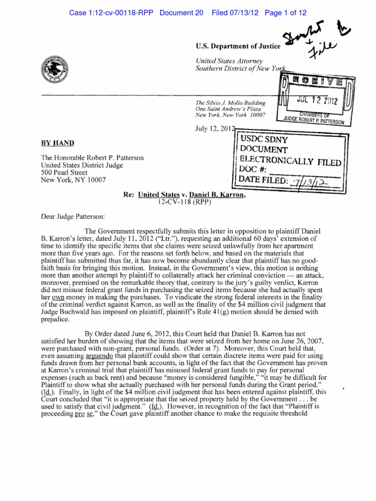 Opposition to Karron's Rule 41(g) Motion | PDF | Computer Monitor ...