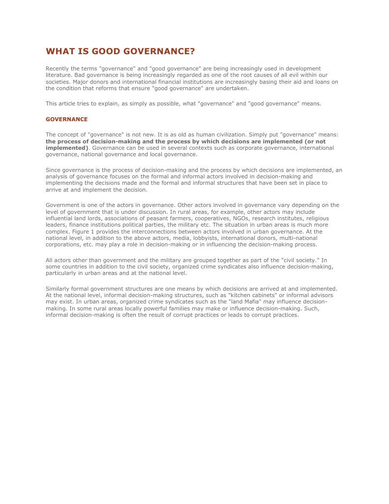 Eight Characteristics of Good Governance | PDF