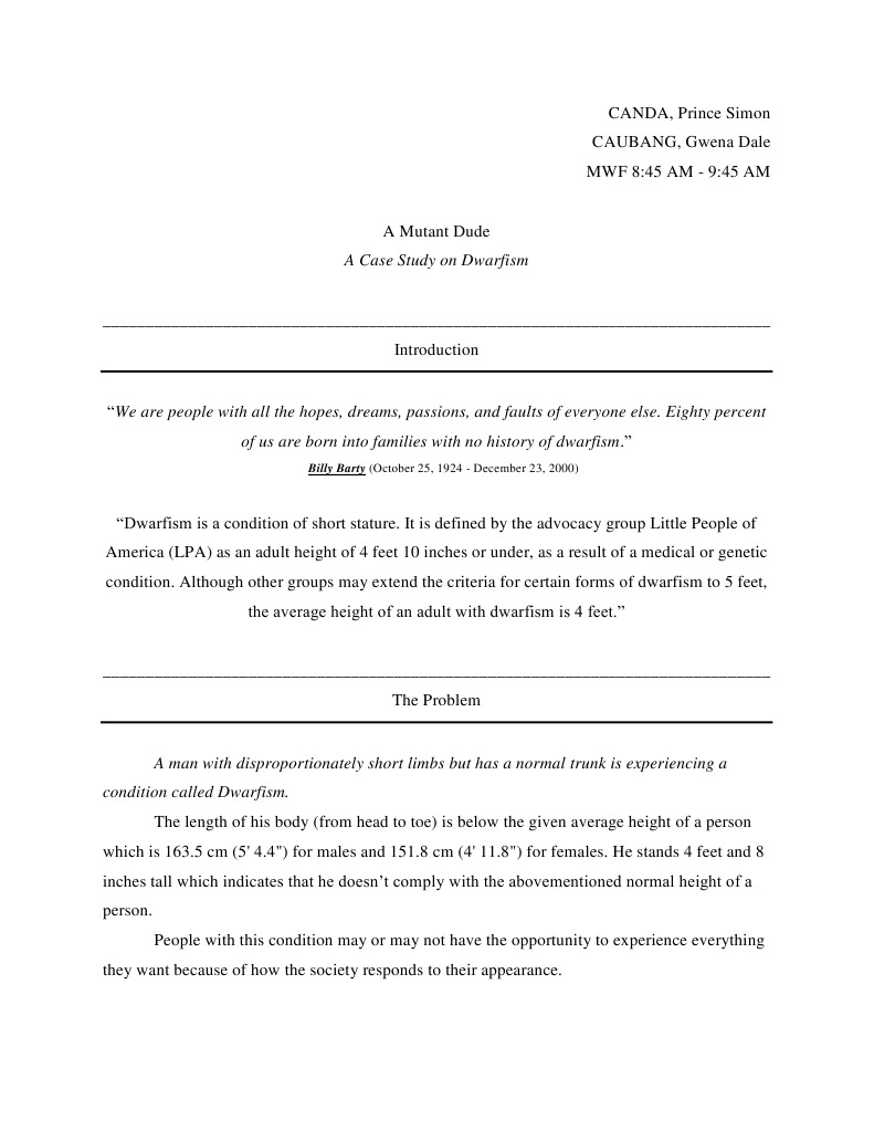 A Case Study On Dwarfism | PDF | Disability | Deviance (Sociology)