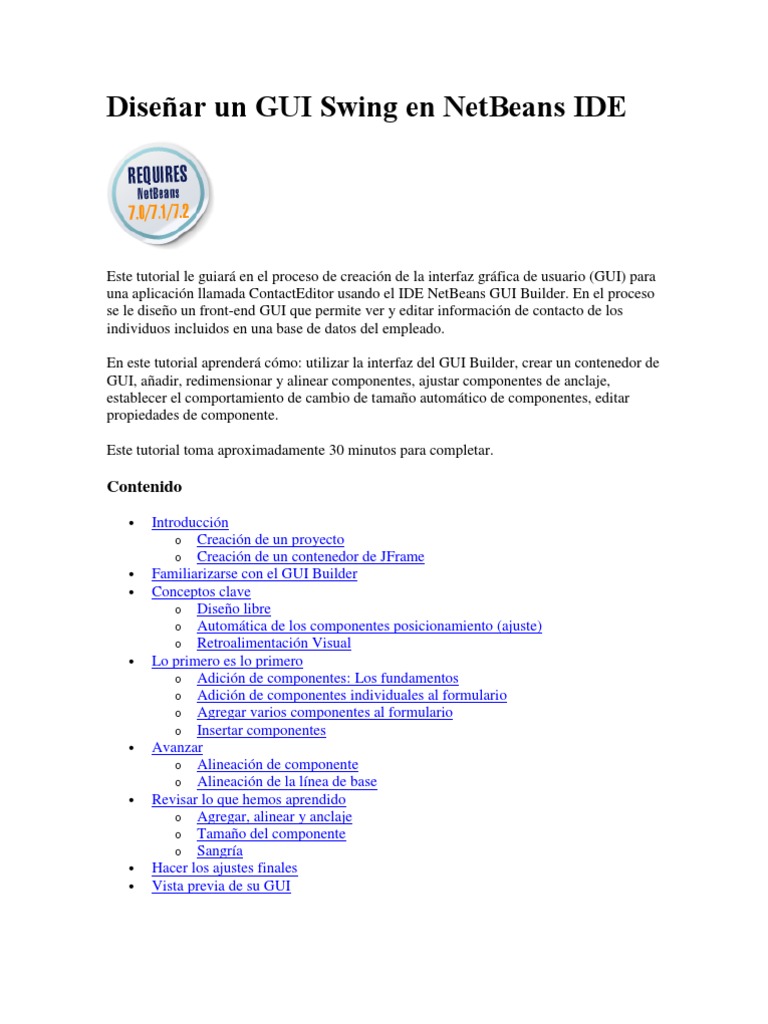 Diseñar Un GUI Swing en NetBeans IDE | PDF | Entorno de desarrollo integrado | Java (lenguaje de ...