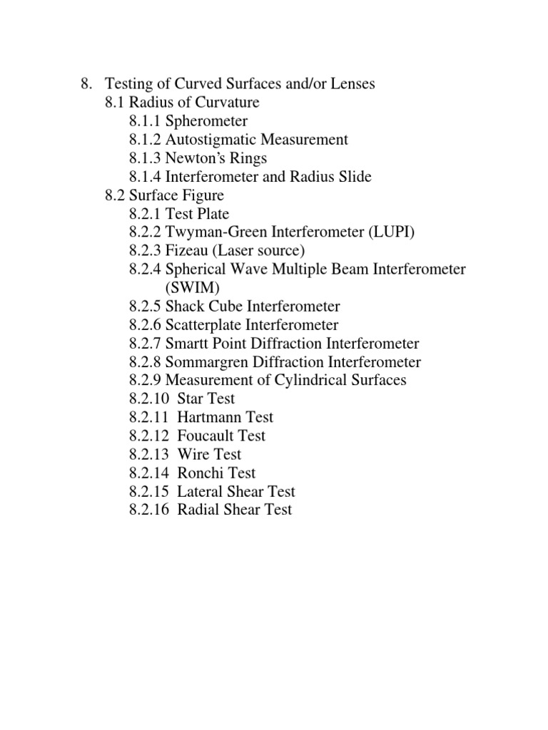 Testing of Curved Surfaces and or Lenses | PDF | Interferometry | Lens ...